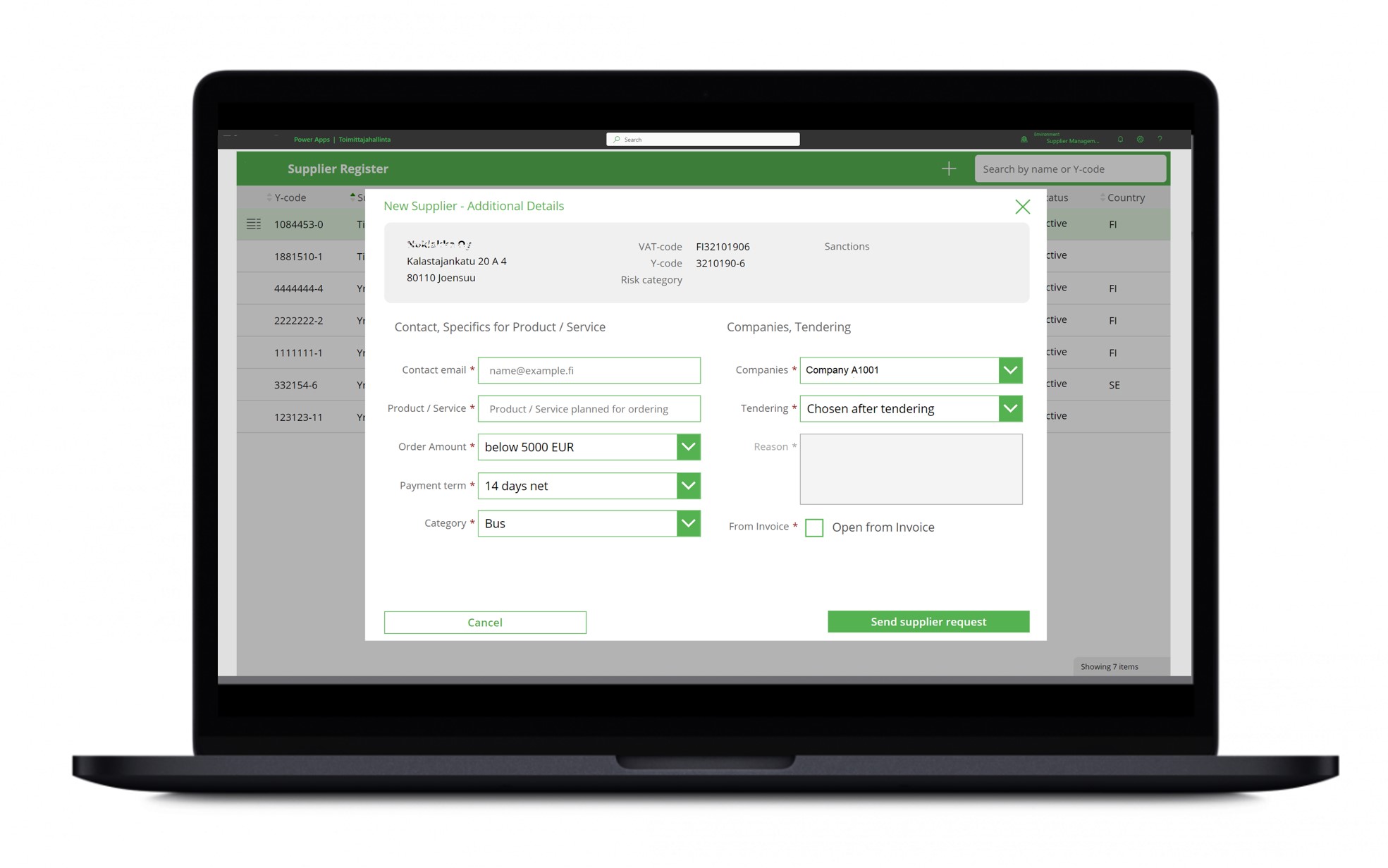Supplier Relationship Management (SRM) App – control supplier register with Microsoft Power Apps